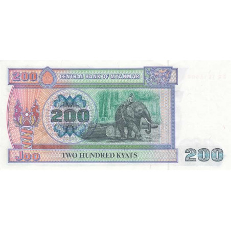 Myanmar - Pick 75b - 200 kyats - Série ER - 1995 - Etat : NEUF