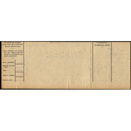 Tunisie - Chèque de l'Office des Postes et Télégraphe - 1920 - Etat : TTB+