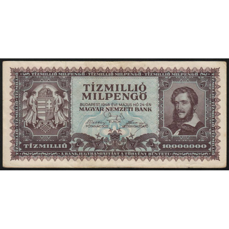 Hongrie - Pick 129 - 10'000'000 milpengö - Sans série - 24/05/1946 - Etat : TTB
